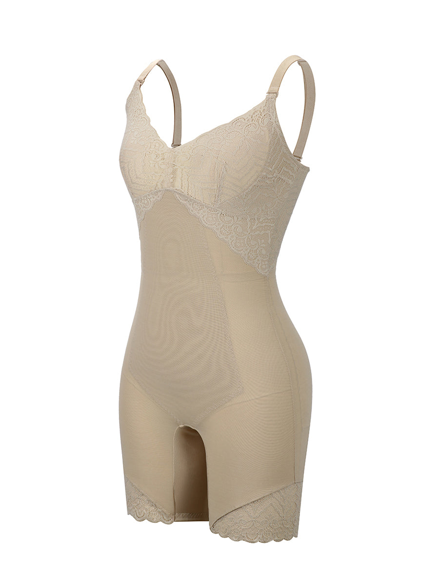 Lace Trim Shapewear Tummy Control Removable Straps