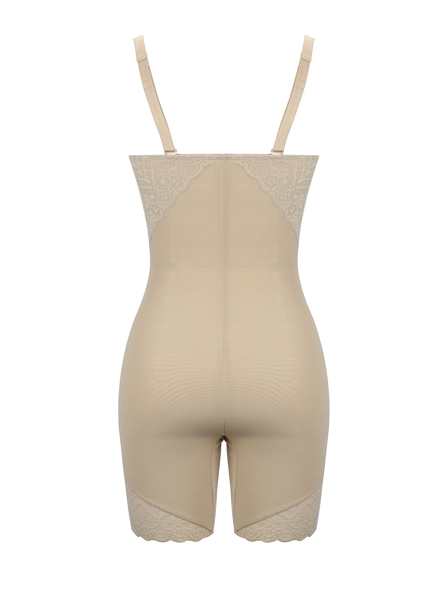 Lace Trim Shapewear Tummy Control Removable Straps